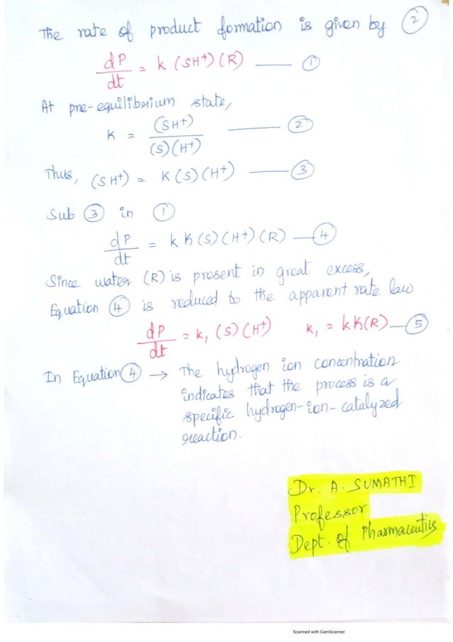 Physical Pharmaceutics - Specific acid base catalysis | PDF | Chemistry | Science