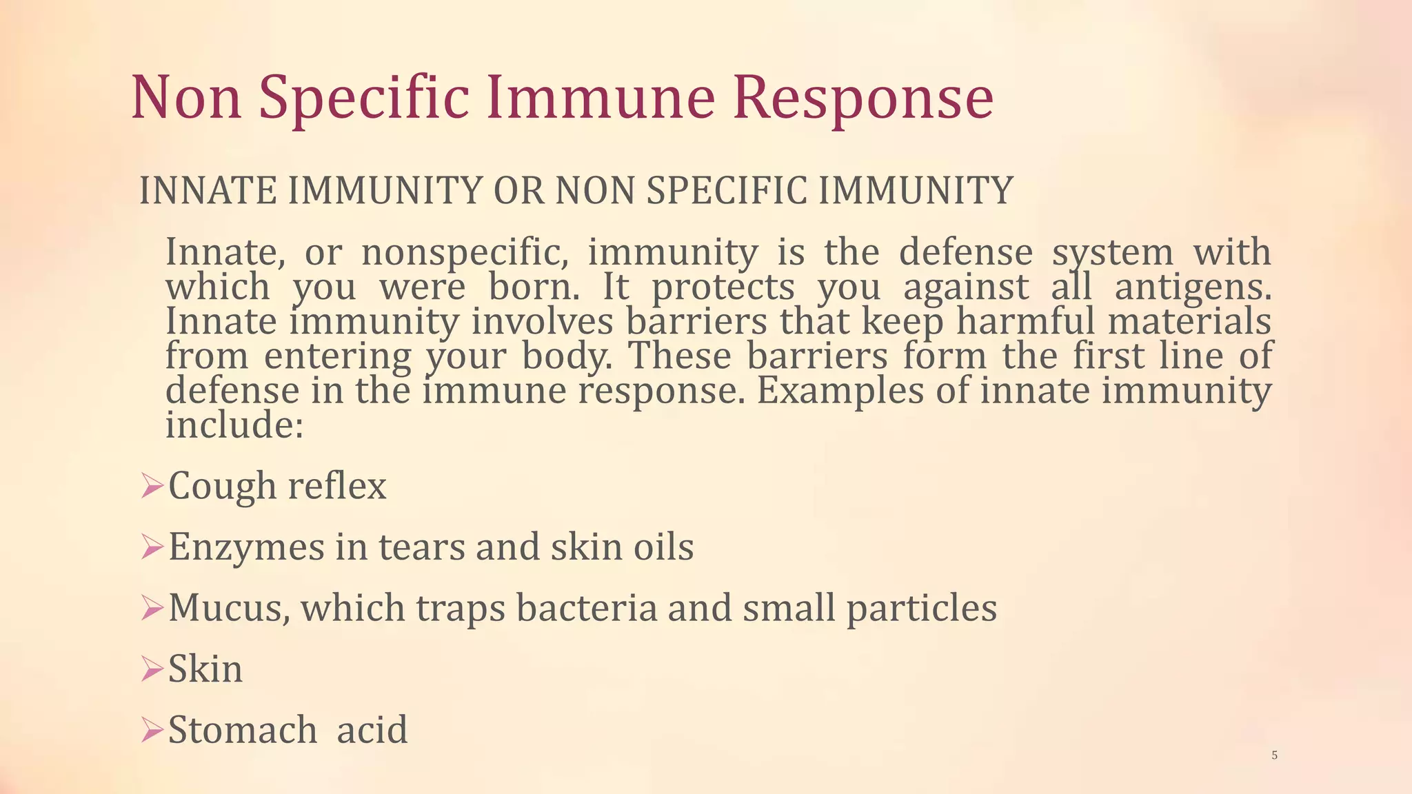 Specific and non Specific immune responses | PPTX