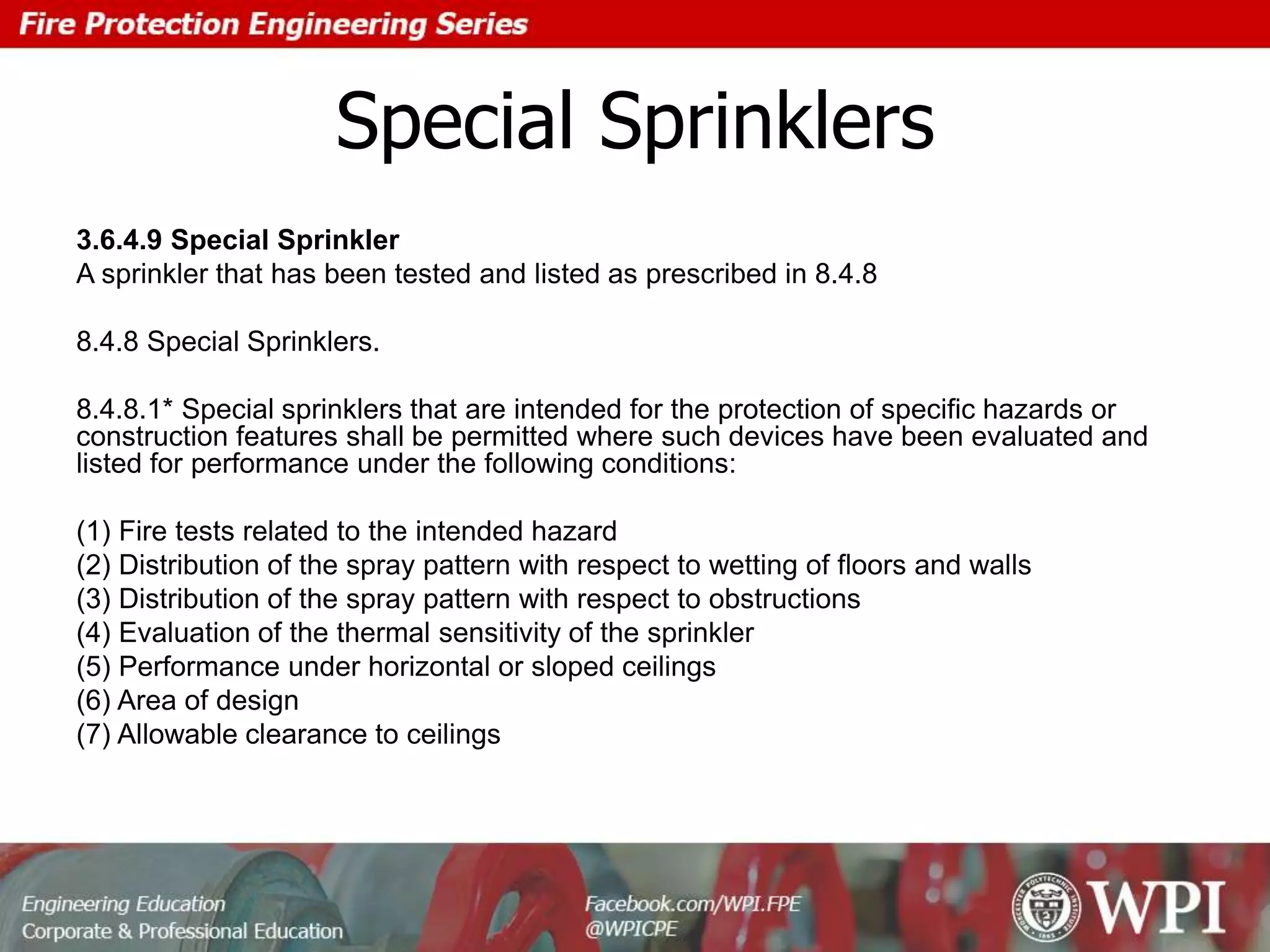 Fire Protection Engineering: Specific Application Sprinklers | PPTX