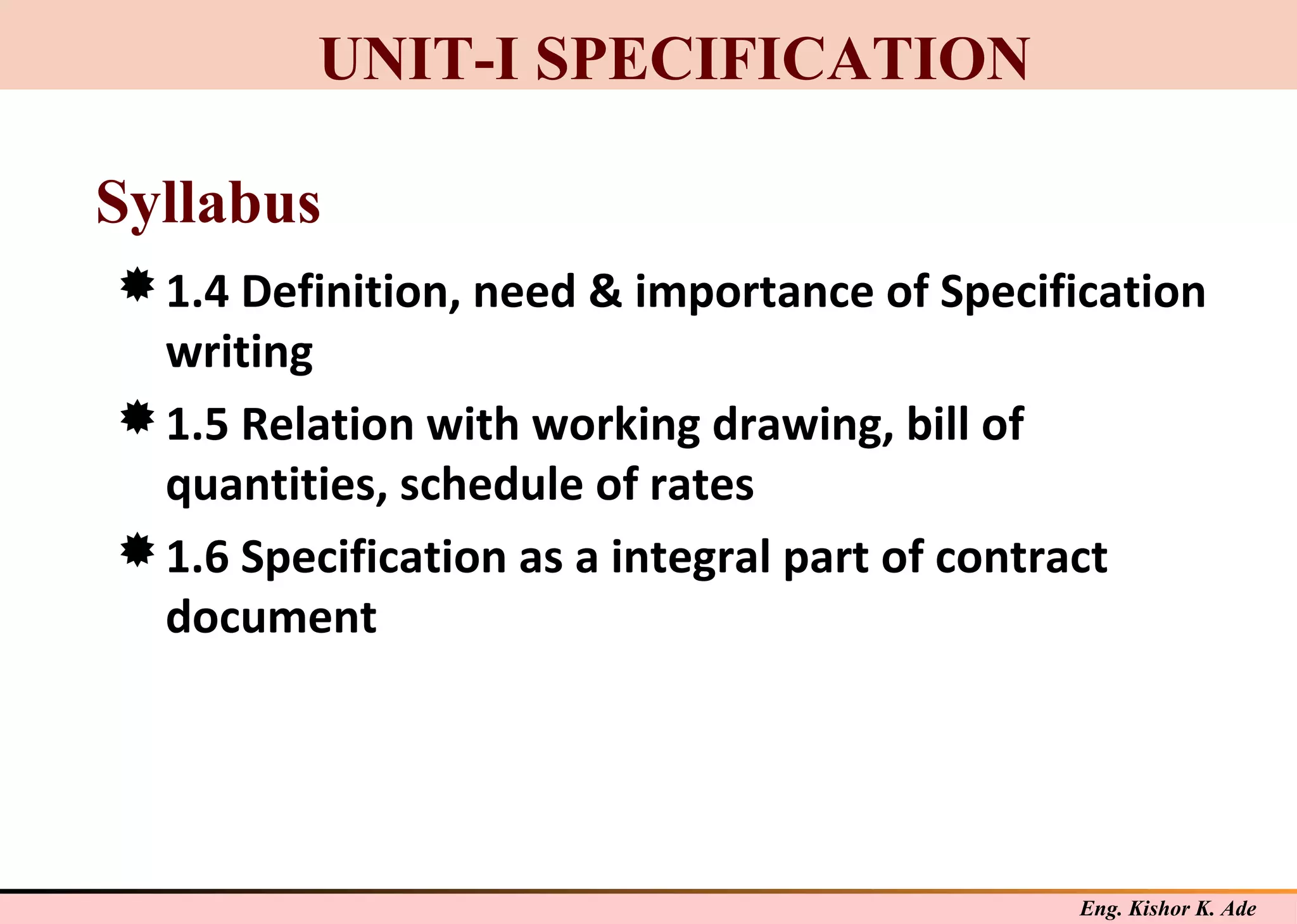Specification writing-I | PPT