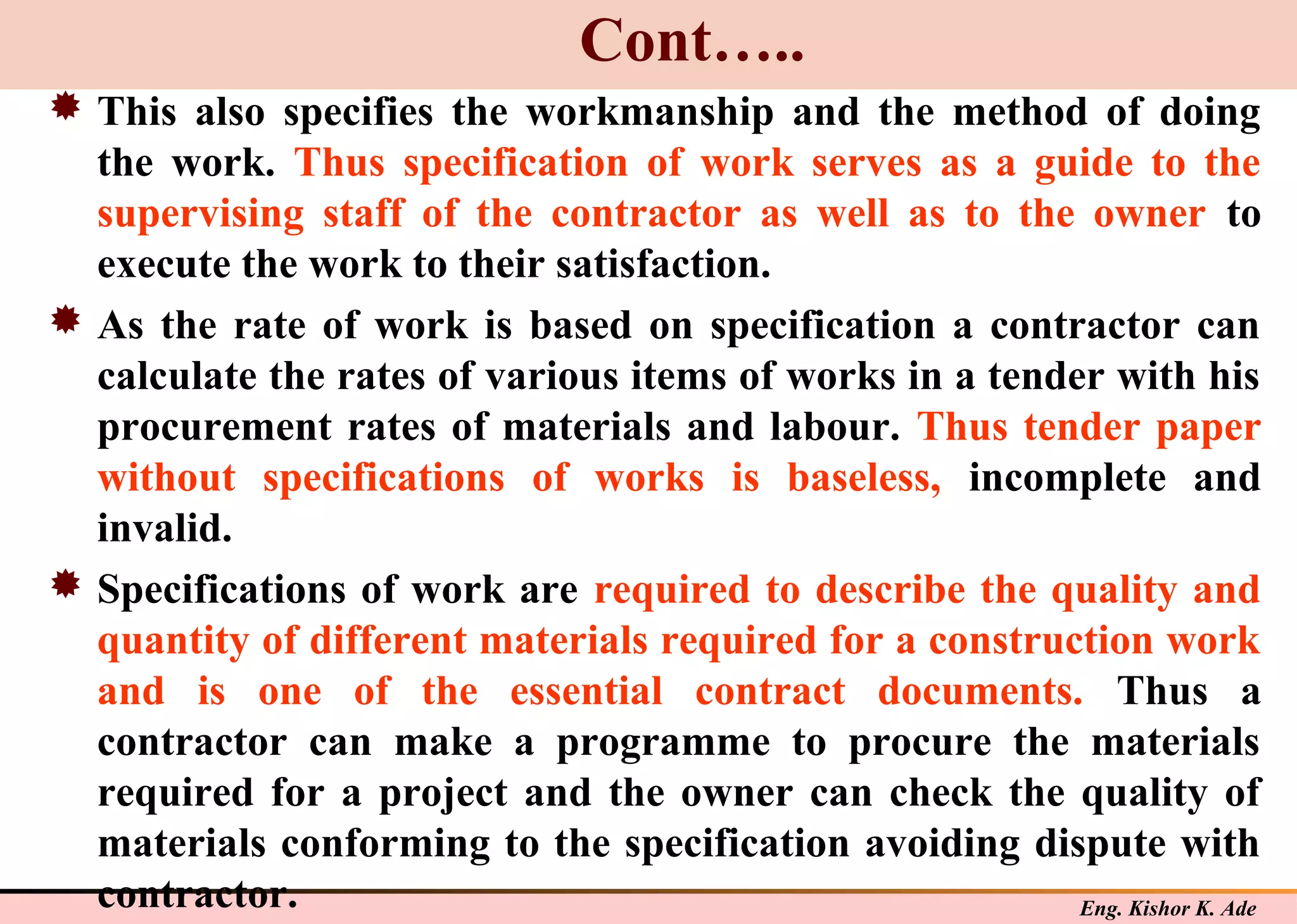 Specification writing-I | PPT | Civil Engineering Industry | Industries