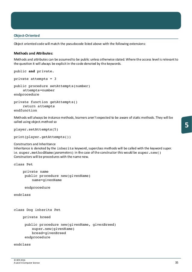 Computer Science A Level Specification