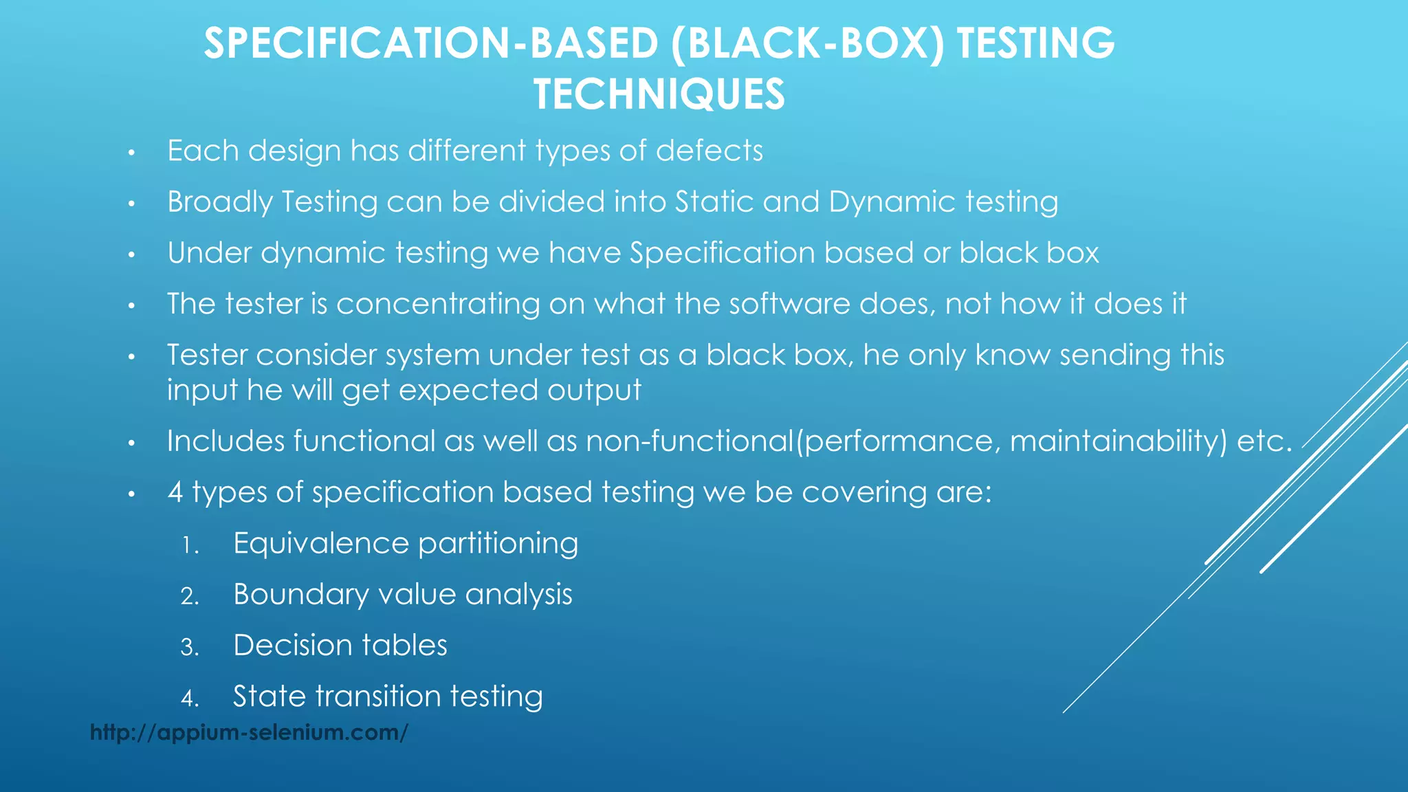 Specification based (black-box) testing techniques | PPT