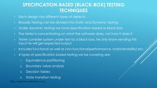 Specification based (black-box) testing techniques | PPT