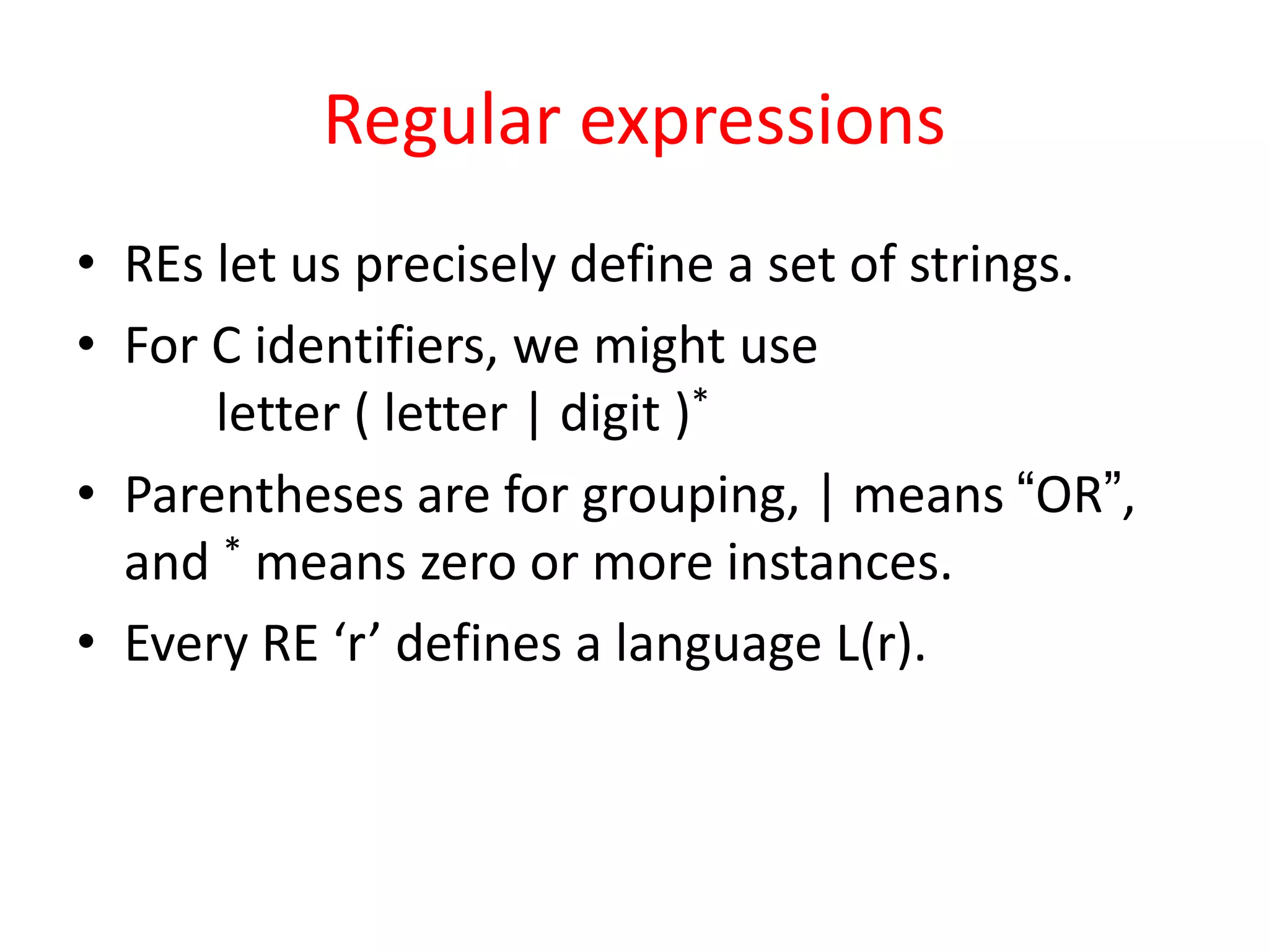 Specification Of Tokens Pptx Programming Languages Computing
