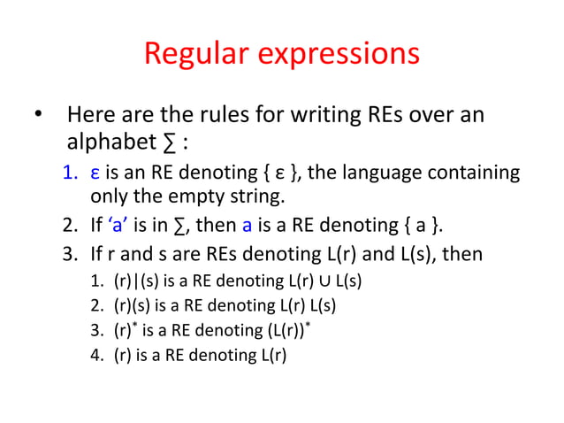 Specification Of Tokens Pptx Programming Languages Computing