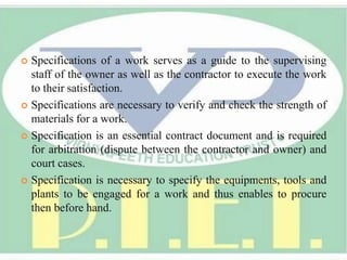 Specification of Work in Estimation and Accounts (EA) | PPTX