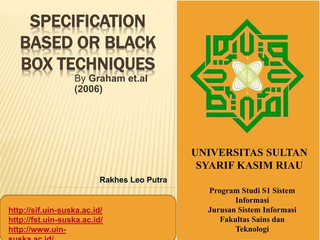 Specification Based or Black Box Techniques | PPT