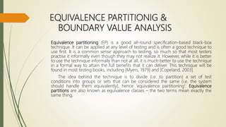 Specification based or black box techniques | PPT