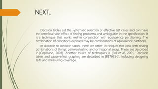 Specification based or black box techniques | PPT