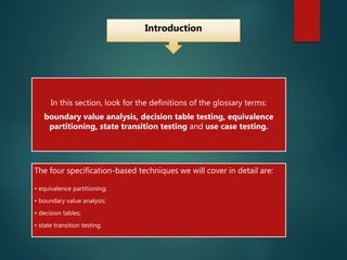 Specification based or black box techniques | PPT