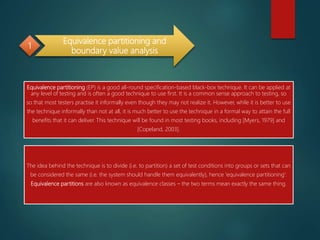 Specification based or black box techniques | PPT