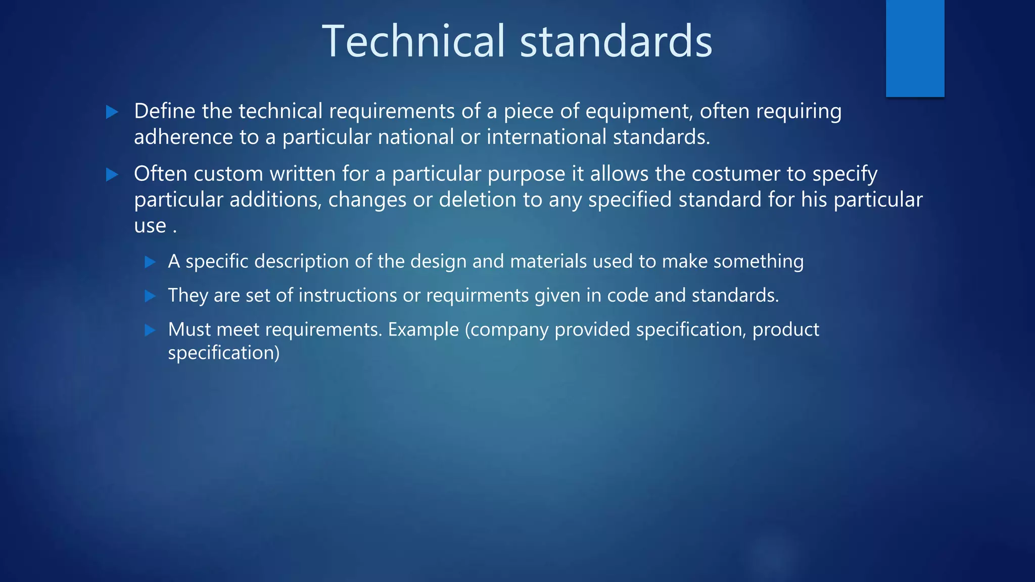 Specification, Codes and Standards (IDPPM) | PPTX