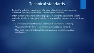Specification, Codes and Standards (IDPPM) | PPTX