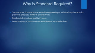 Specification, Codes and Standards (IDPPM) | PPTX