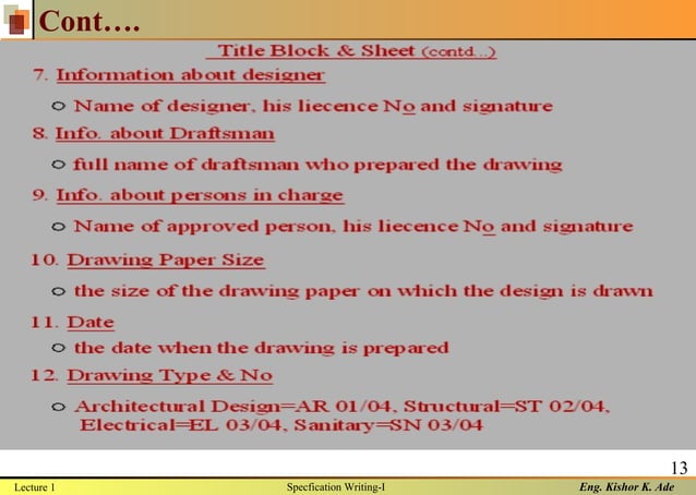 Specification Writing-I | PPT