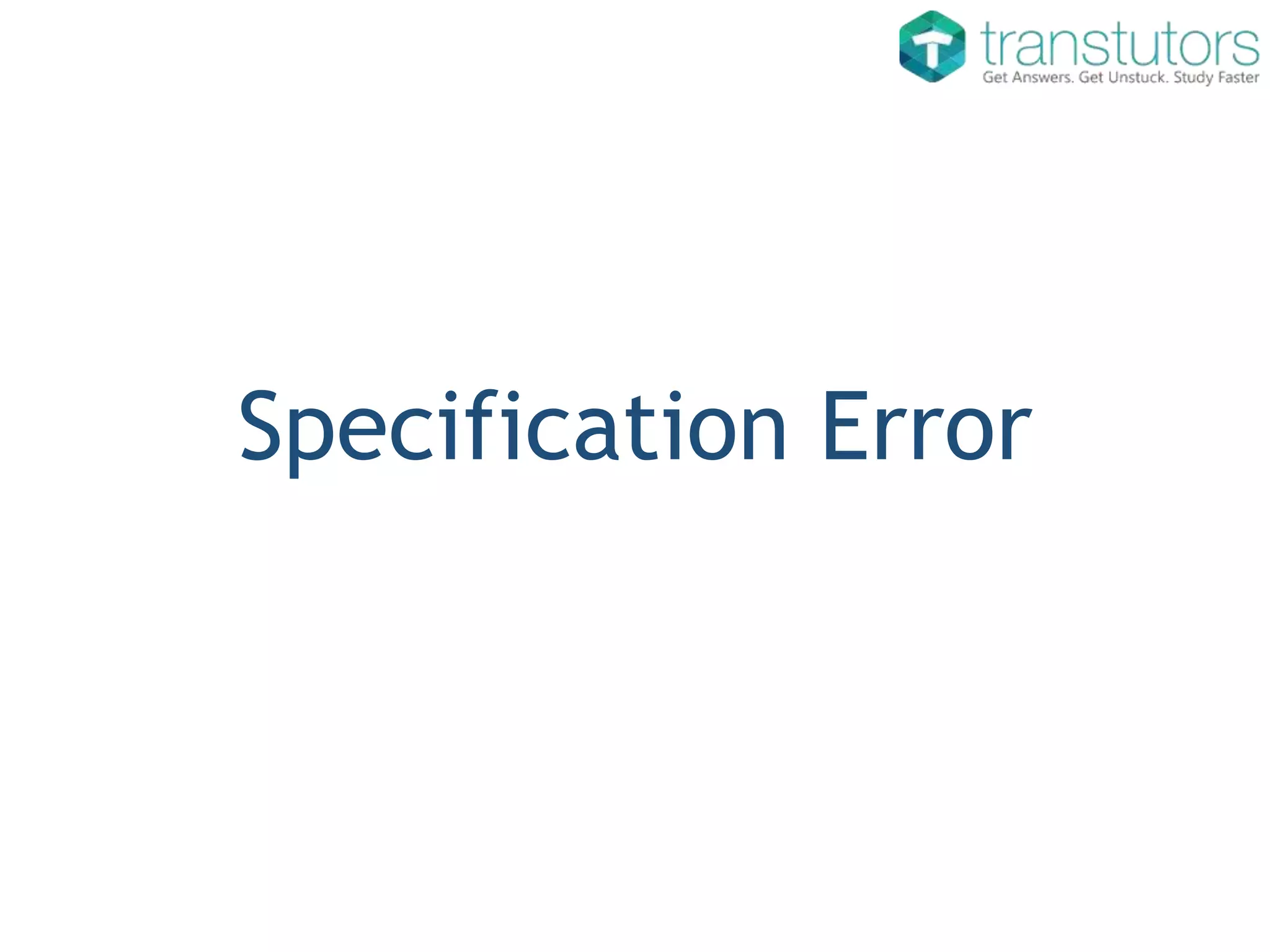Specification Errors | Eonomics | PPTX