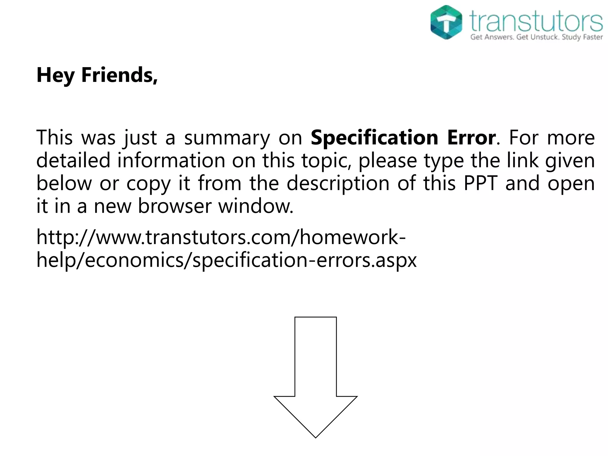 Specification Errors | Eonomics | PPT Specification Errors | Eonomics | PPT