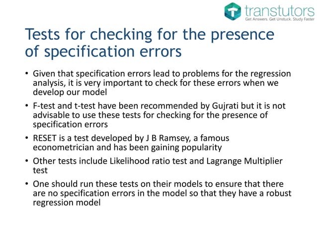 Specification Errors | Eonomics | PPT Specification Errors | Eonomics | PPT