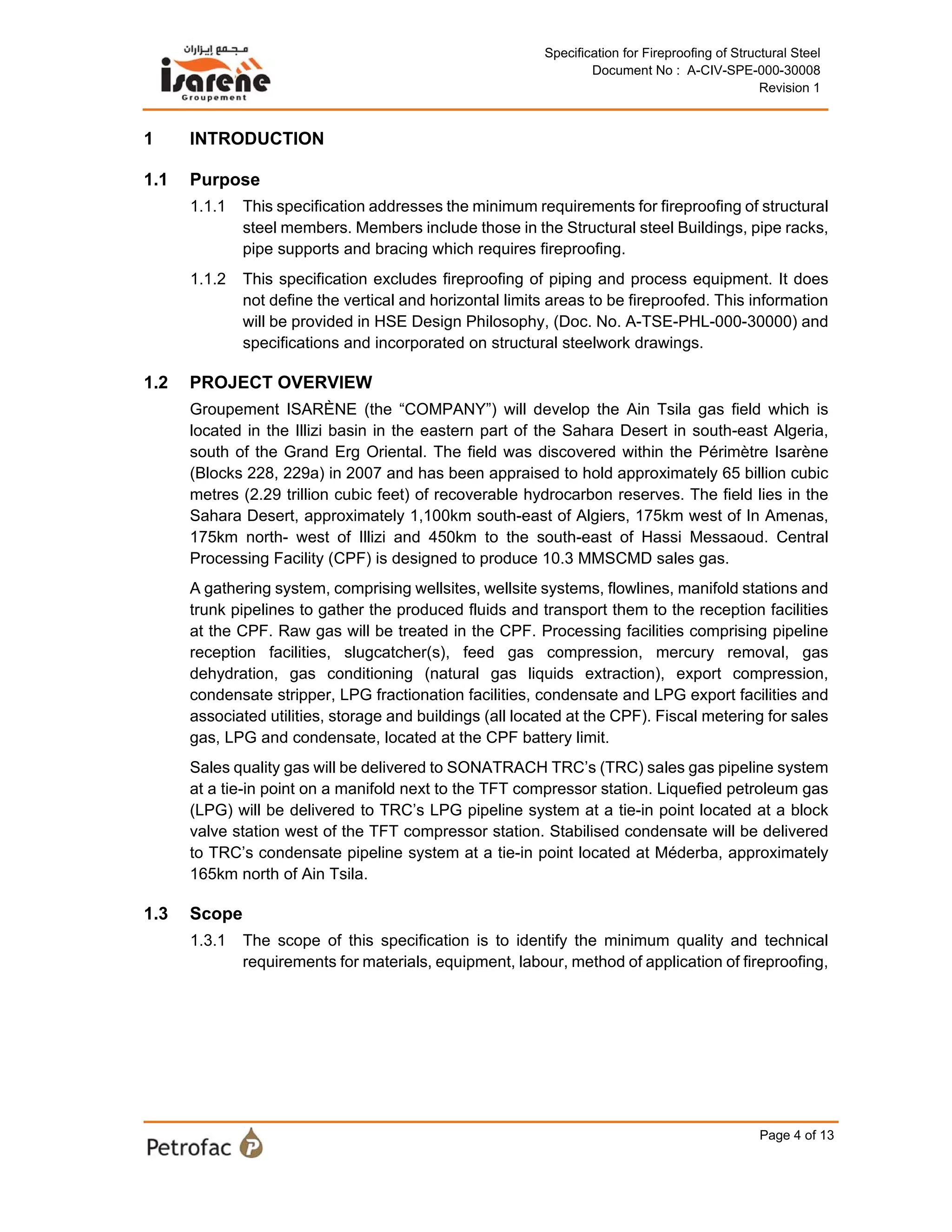 Specification for Fireproofing of Structural Steel A-CIV-SPE-000-30008 ...
