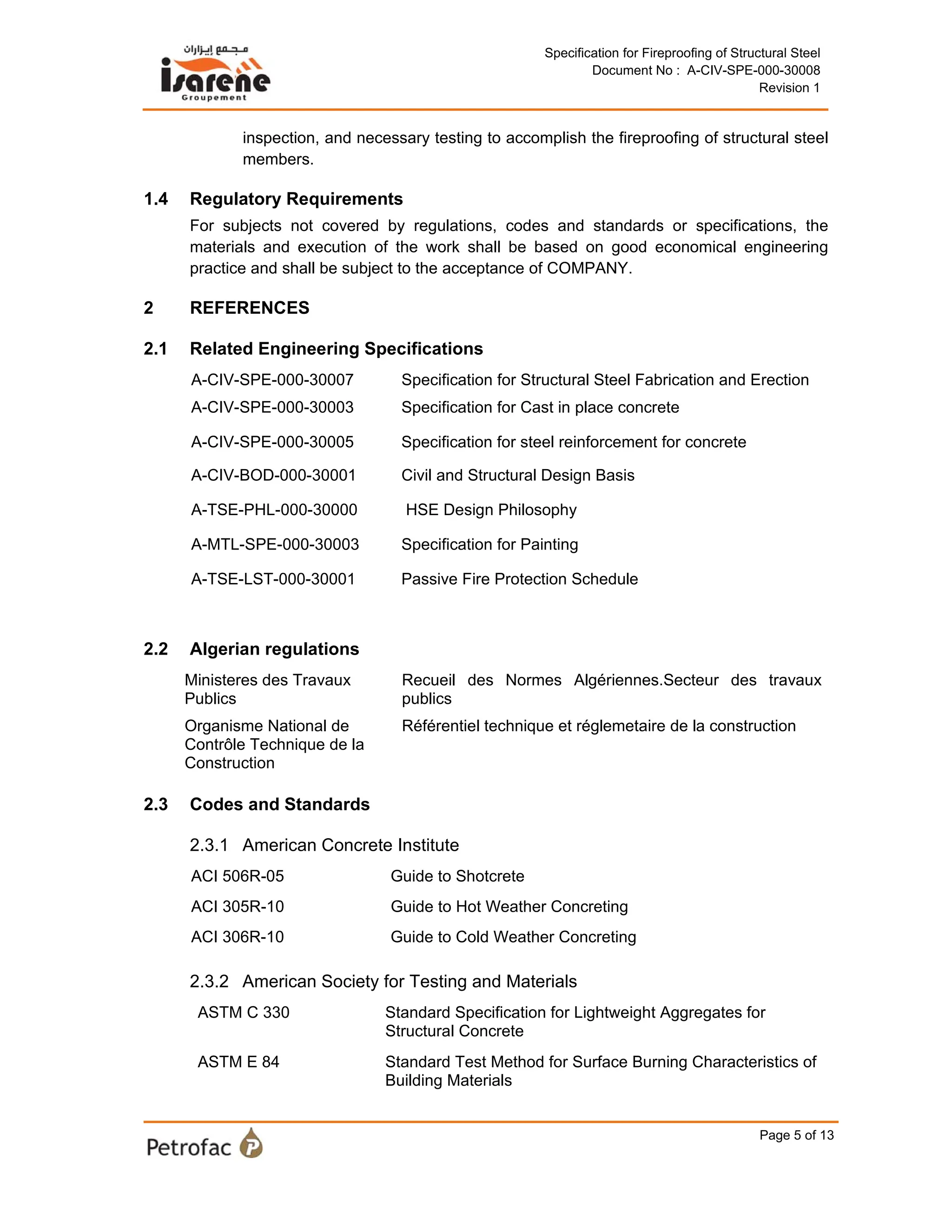 Specification for Fireproofing of Structural Steel A-CIV-SPE-000-30008-1.pdf