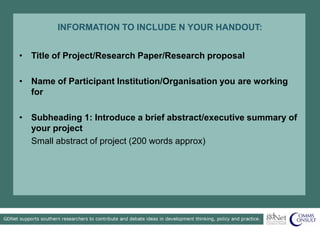 Specification for leave behind document | PPT