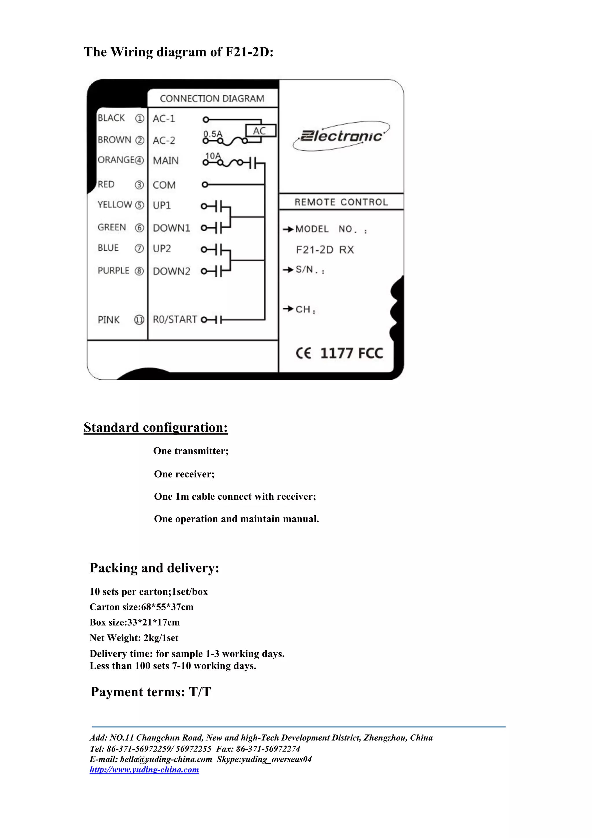 Specification of f21 2 d radio remote control | PDF