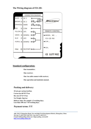 Specification of f21 2 d radio remote control | PDF