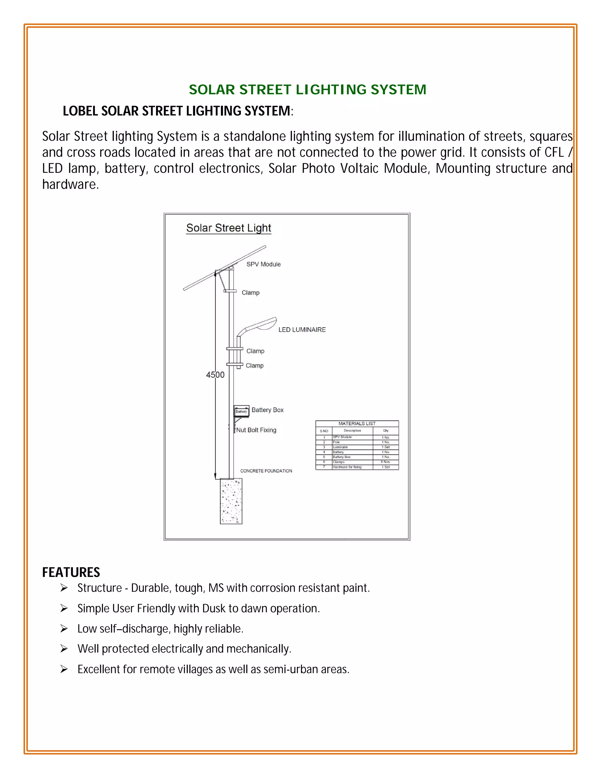 Specification of lobel solar street light | PDF | Home & Garden