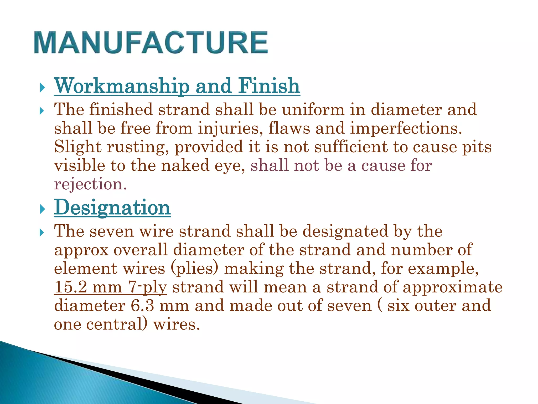 Specification on prestressing strand | PPTX