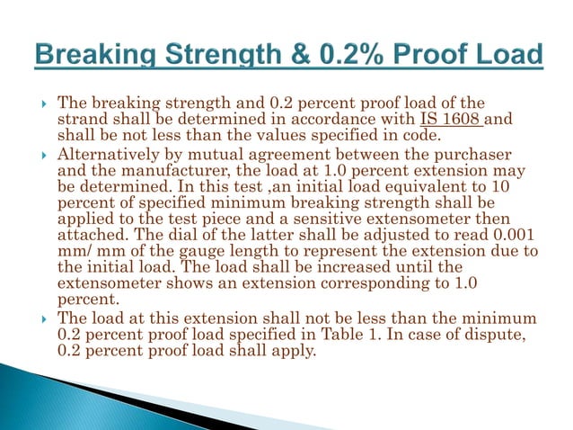 Specification on prestressing strand | PPTX