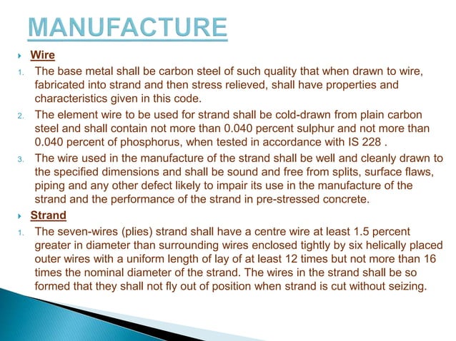 Specification on prestressing strand | PPTX