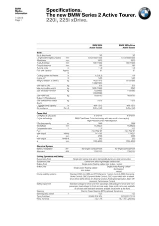 Caratteristiche tecniche BMW Serie 2 Active Tourer xDrive 225i | PDF
