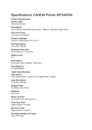 Specifications CANON Printer MF244DW.pdf