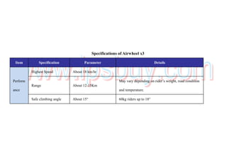 Specifications of airwheel | PPT