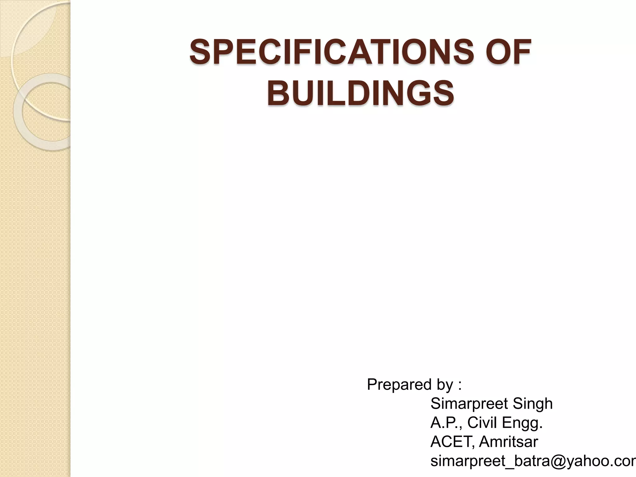 Specifications of buildings | PPTX