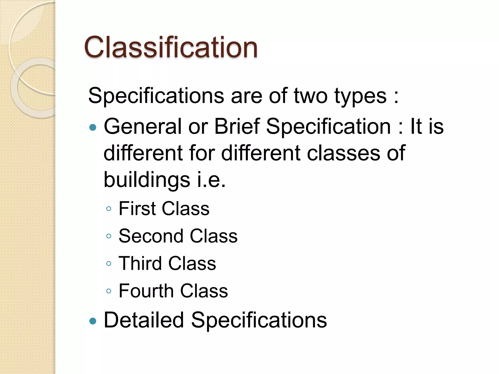 Specifications of buildings | PPTX
