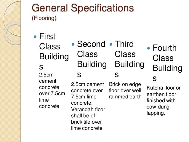 Specifications of buildings