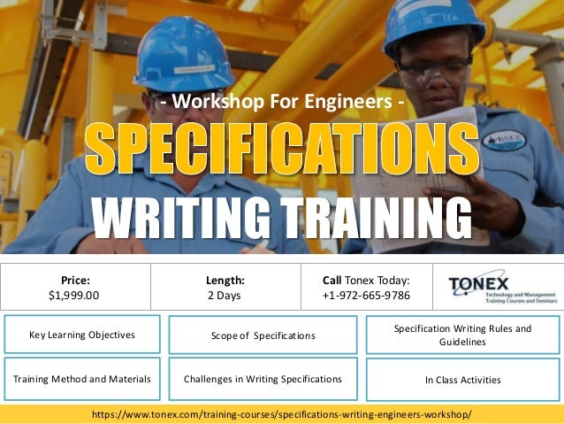 Specifications Writing Workshop for Engineers