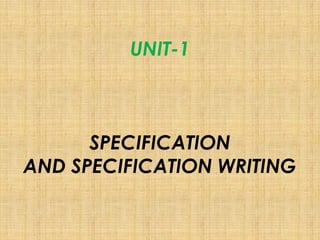 specification writting in architecture and civil | PDF