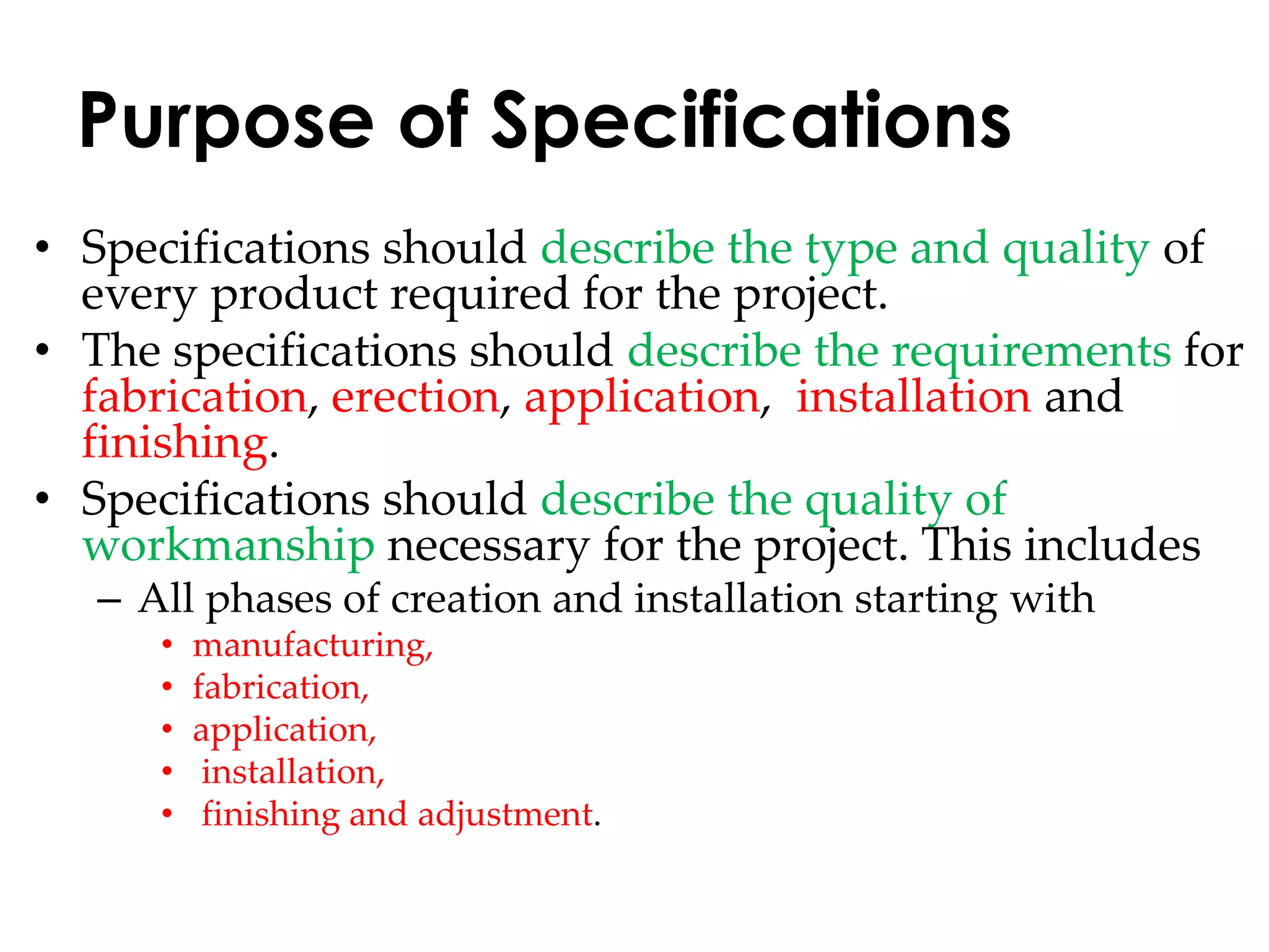 Specification writting civil construction | PPTX