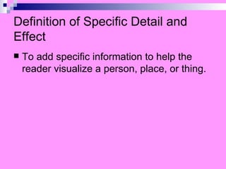 Specific Details For Effect | PPT