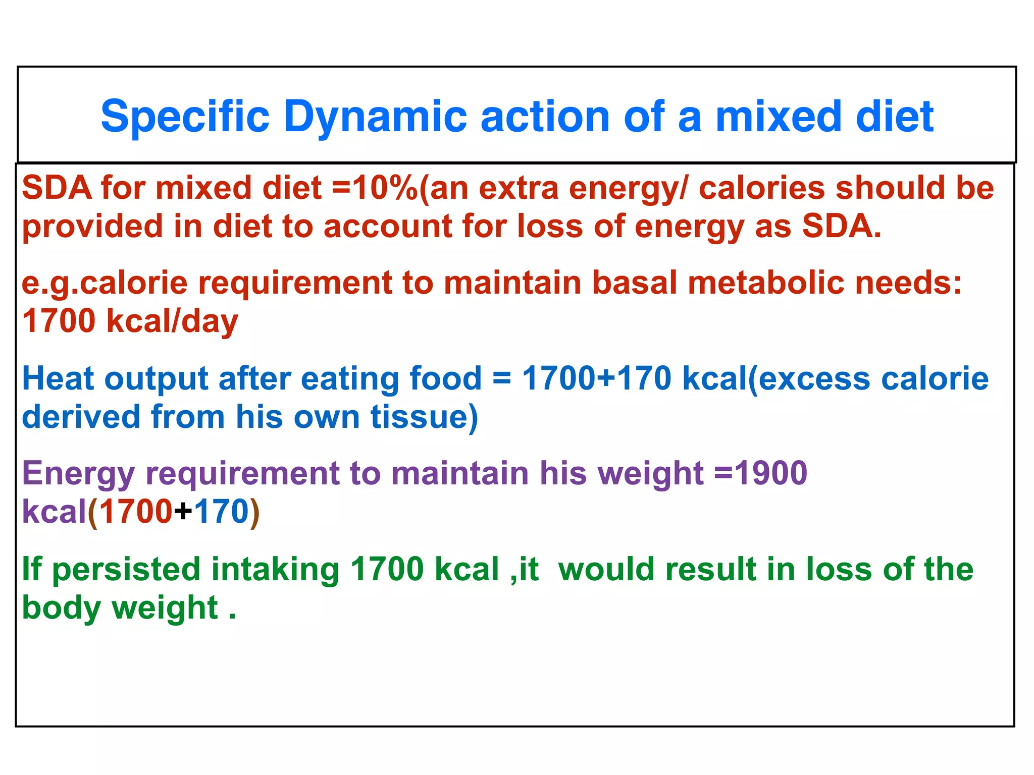 Specific dynamic action and nutrition | PDF