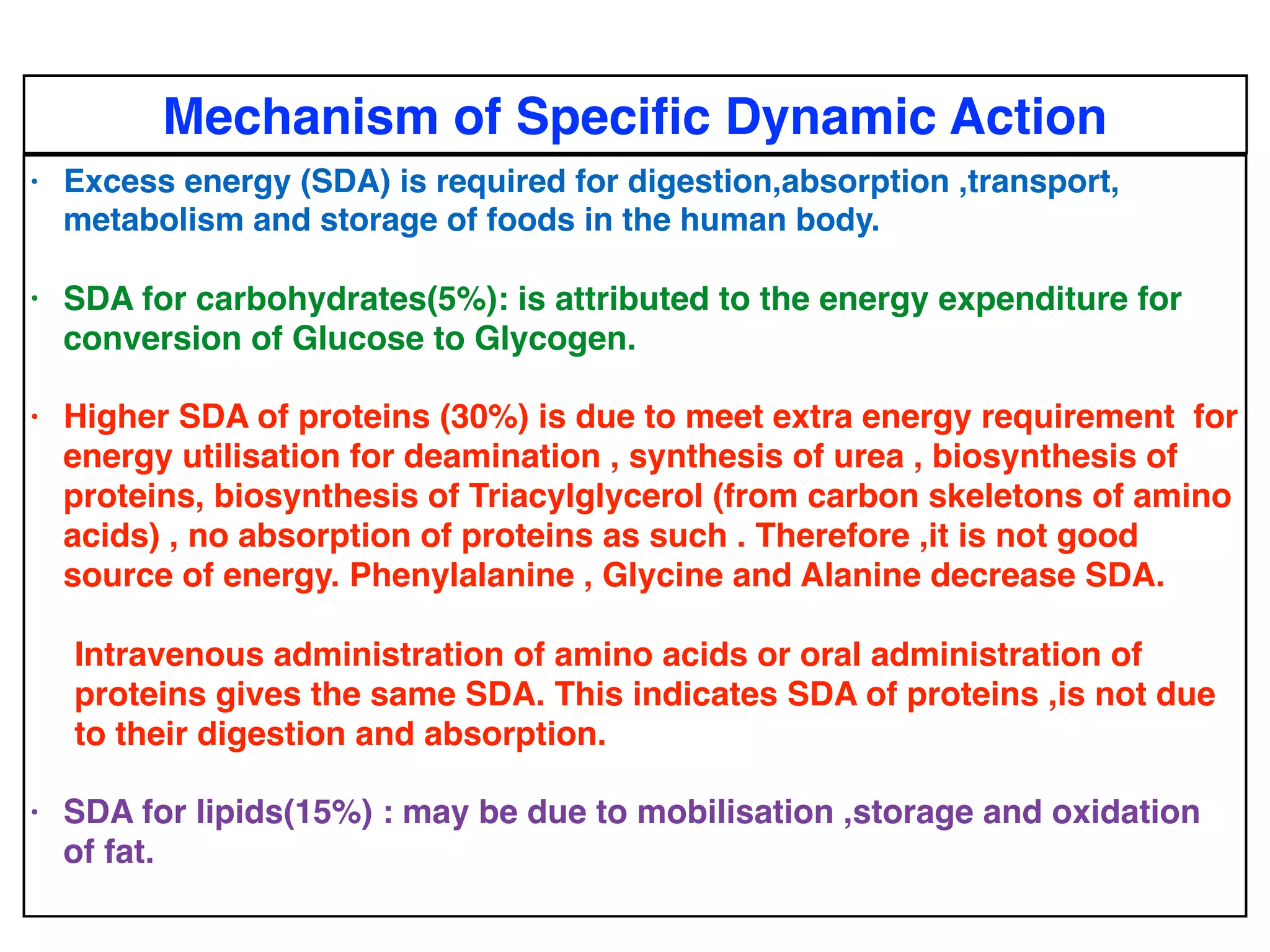 Specific dynamic action and nutrition | PDF