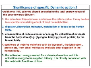 Specific dynamic action and nutrition | PDF