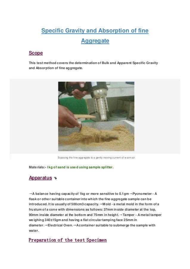 Specific Gravity And Absorption Of Fine Aggregate Constructionway Blo…