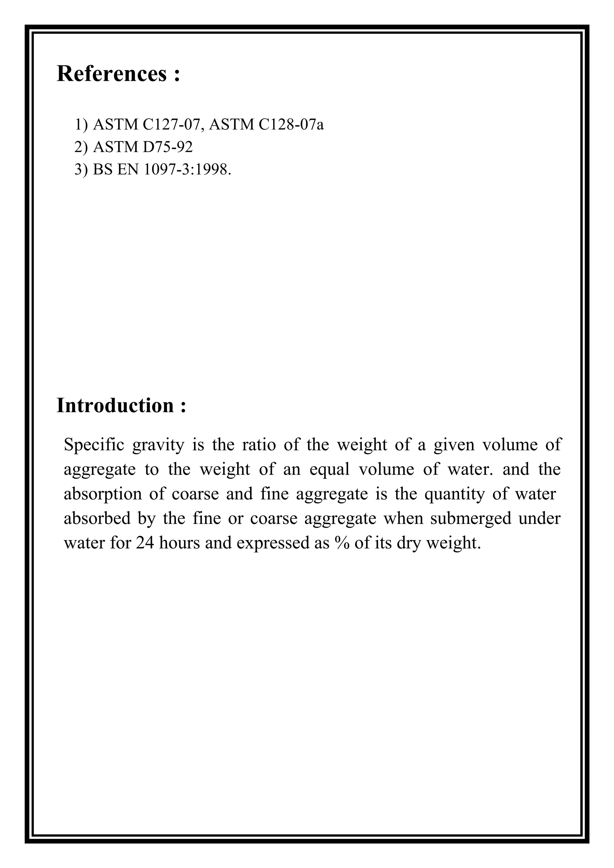 Specific Gravity And Absorption Of Aggregate Coarse And Fine Jameel