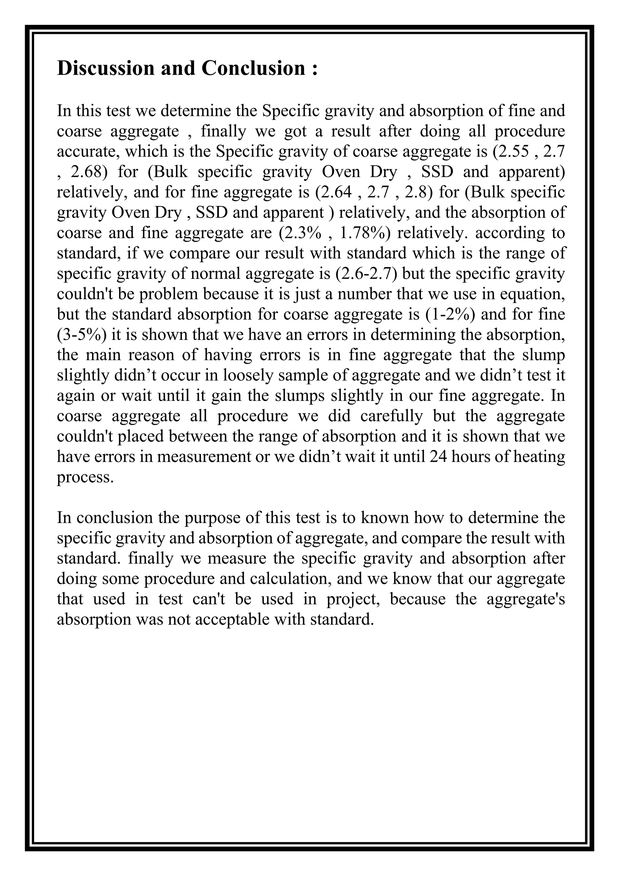 Specific Gravity And Absorption Of Aggregate Coarse And Fine Jameel