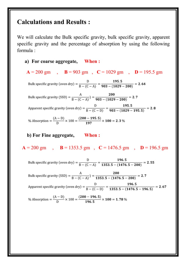 Specific Gravity & Absorption of Aggregate (Coarse & Fine) | Jameel ...
