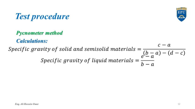 Specific gravity of bituminous materials | PDF